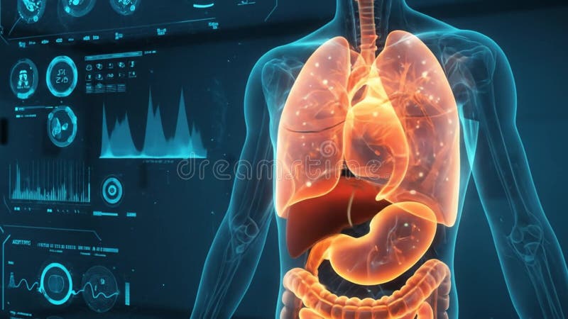 Digital Human Anatomy Visualization Showing Internal Organs and Systems ...