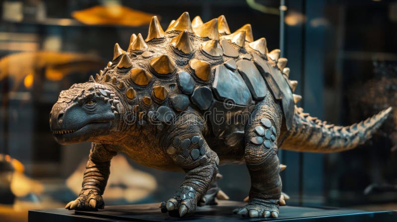 Detailed Dinosaur Model in Museum Exhibit Stock Illustration ...