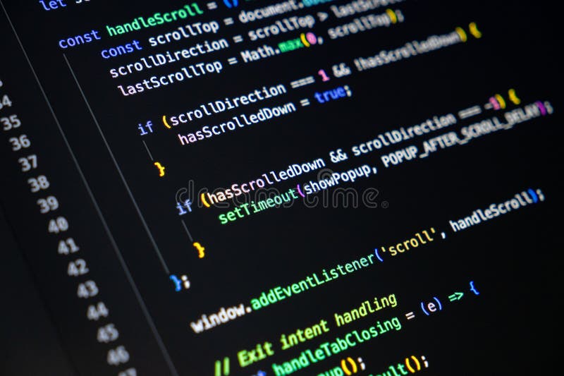 Detailed Display of a Dark-themed Computer Screen Showing JavaScript ... Detailed Display of a Dark-themed Computer Screen Showing JavaScript ...