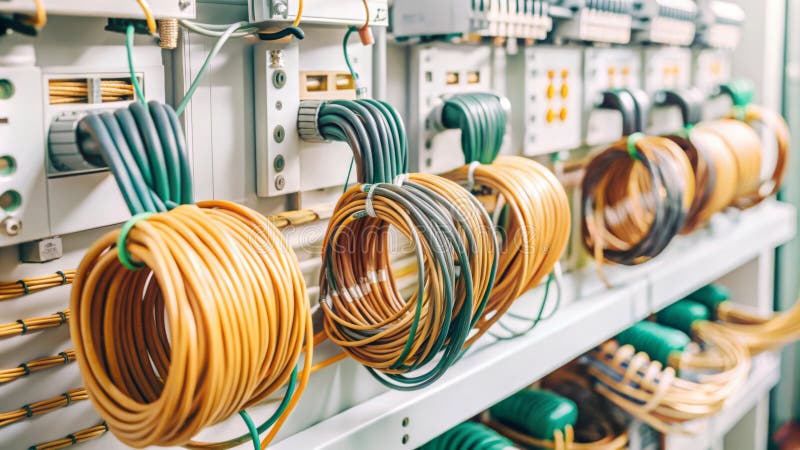 Industrial Electrical Wiring Coils and Circuit Breakers for Engineering ...