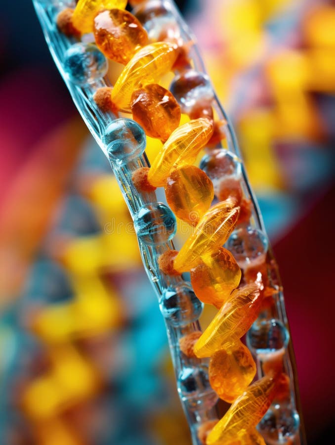 Detailed DNA Helix Structure in Macro View. Generative Ai Stock ...