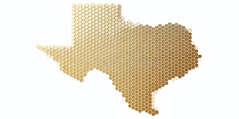 Detailed Dotted Hexagonal Map of Texas Gradient Visualization for ...
