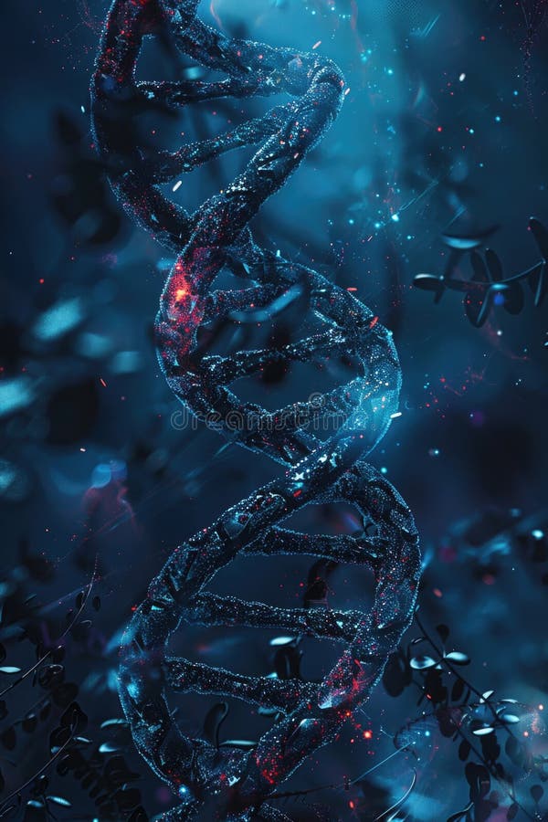 Detailed Double-stranded DNA on a Dark Backdrop. Ideal for Scientific ...