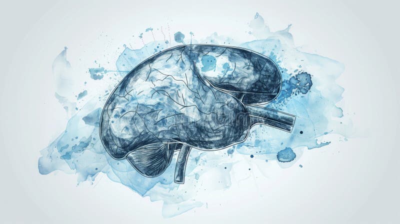 Detailed Drawing of Brain Anatomy on Plain White Background Stock Image ...