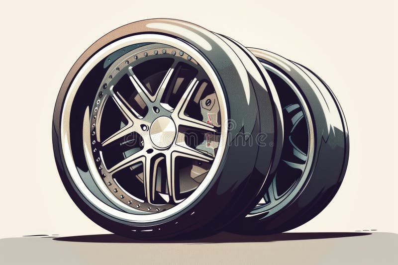 Detailed Drawing of a Car Wheel. Suitable for Automotive Industry ...