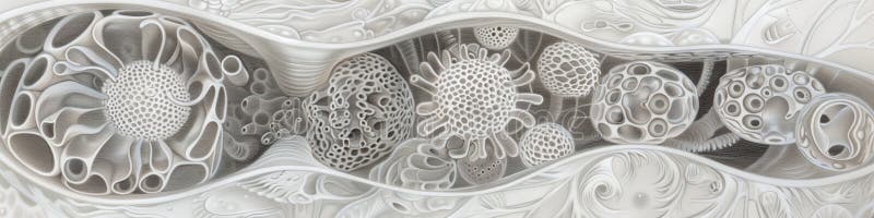 A Detailed Drawing of Cell Walls and Natural Structures Made from White ...