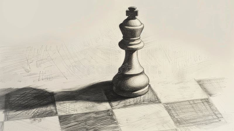 Detailed Drawing of a Chess Piece Stock Image - Image of hobby ...