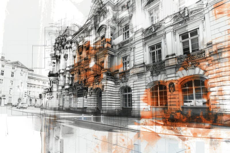 Detailed Drawing of a City Street, Suitable for Architectural Projects ...