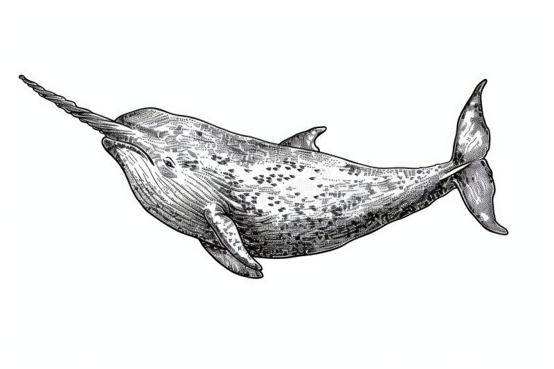 A Detailed Drawing of a Humpback Whale. Suitable for Educational ...