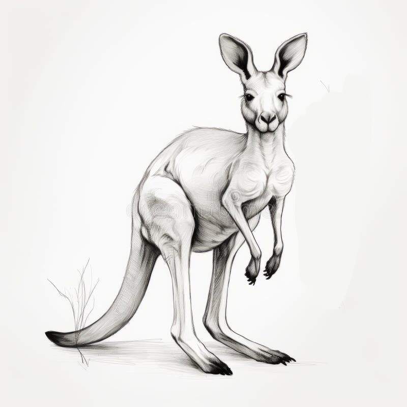 Minimalistic Whimsical Kangaroo Clipart Drawings with Clean Lines Stock ...