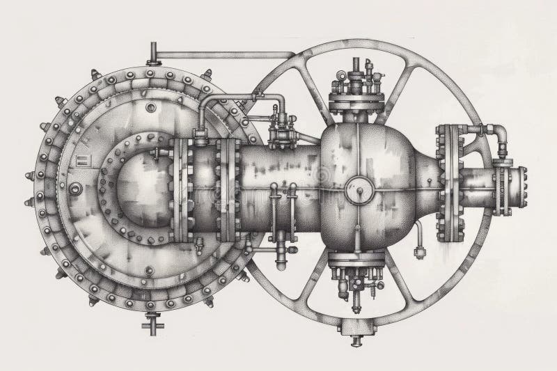 Detailed Drawing of a Mechanical Device, Suitable for Technical ...