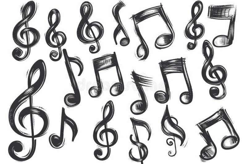Detailed Drawing of Musical Notes in Black Ink. Suitable for Music ...
