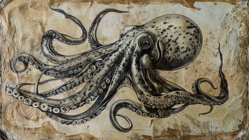 Detailed Drawing of an Octopus on Paper, Ideal for Educational ...
