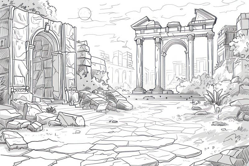 Detailed Drawing: Outline Illustration, Form and Structure of Subject ...