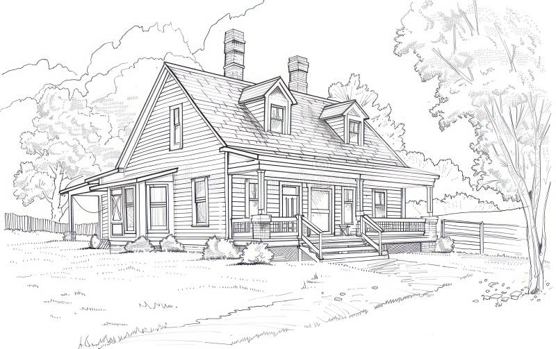 Detailed Drawing: Outline Illustration, Form and Structure of Subject ...