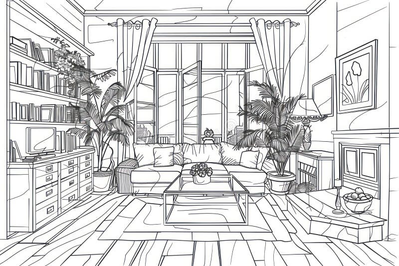 Detailed Drawing: Outline Illustration, Form and Structure of Subject ...