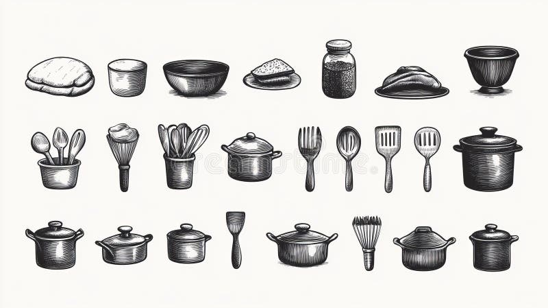 A Detailed Drawing Rendered in Line Art Style, Displaying an Array of ...