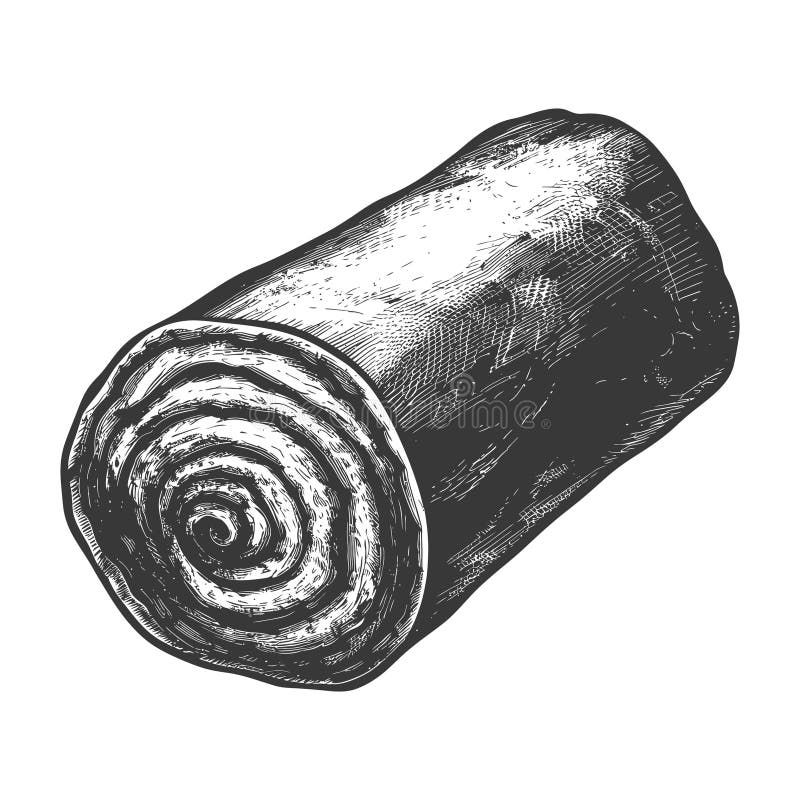 Rolled Up Fabric, Textile, Spiral Pattern, Hand Drawn Illustration ...