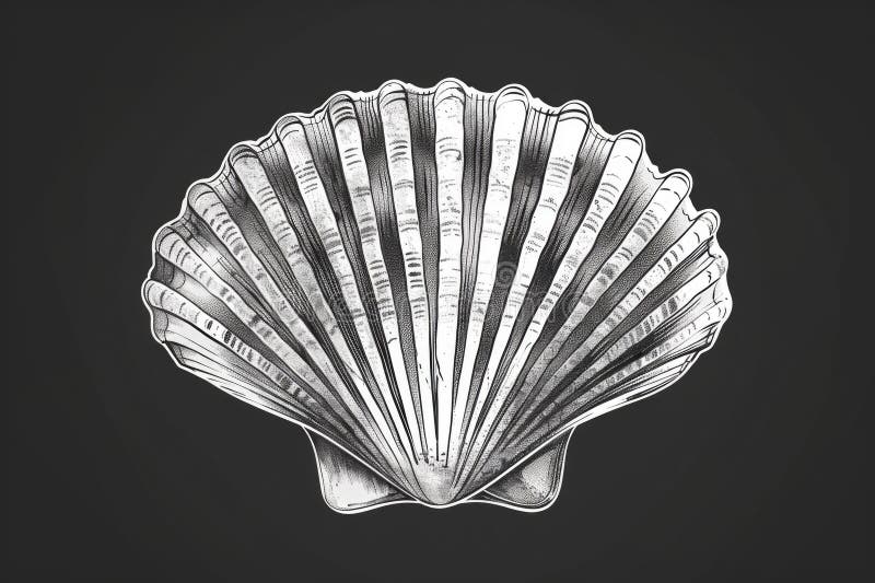 Detailed Drawing of a Seashell on a Dark Background, Suitable for ...