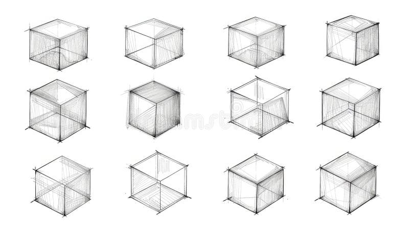 Detailed Drawing of a Set of Cubes. Suitable for Educational Materials ...