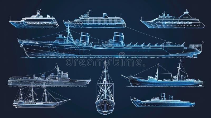 Detailed Drawing of a Ship Surrounded by Other Ships. Suitable for ...