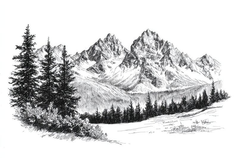 Detailed Drawing of Tatra Mountains Beauty Stock Illustration ...