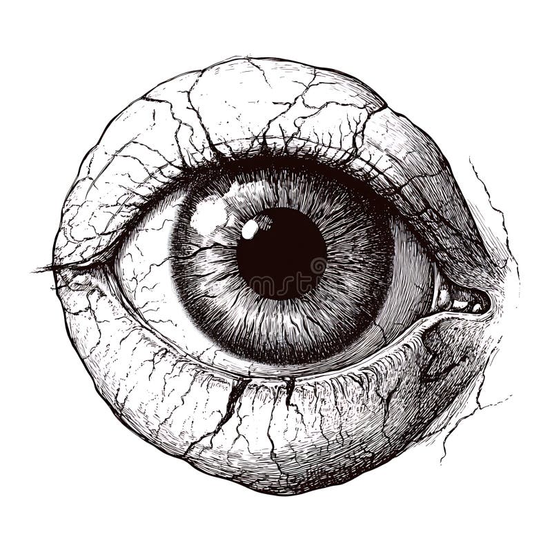 Detailed Drawing of a Weathered Human Eye Stock Illustration ...