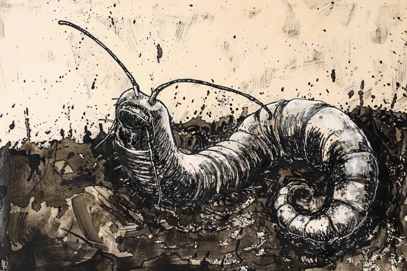 Detailed Drawing of a Worm, Suitable for Educational Materials Stock ...