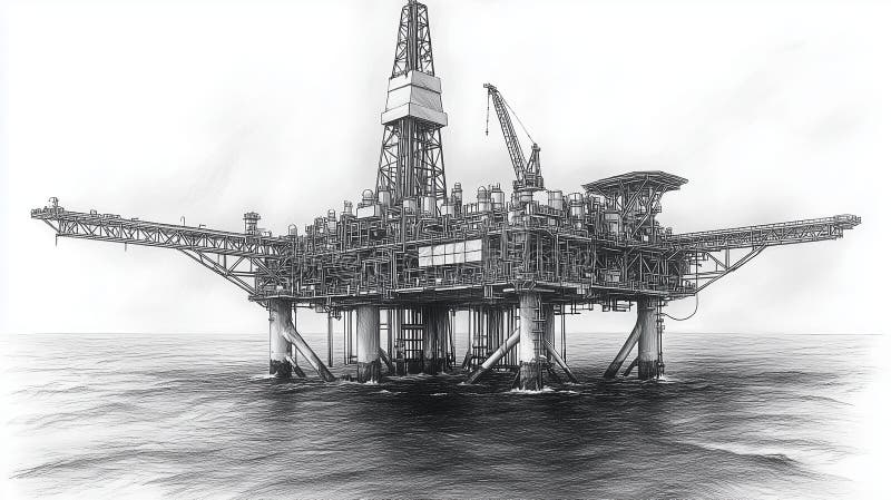 Detailed Drawings of Offshore Rigs in 3D Projections Stock Image ...