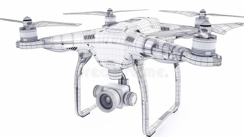 Detailed Drone Wireframe Perspective View Stock Illustration ...