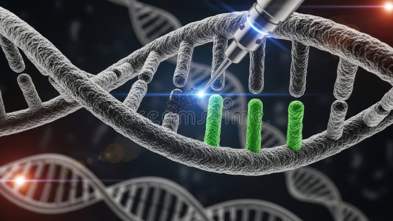 A Close-up Illustration of CRISPR Gene Editing Technology Modifying a ...