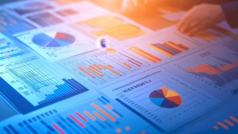 Detailed Economic Policy Analysis with Charts and Reports Stock Photo ...