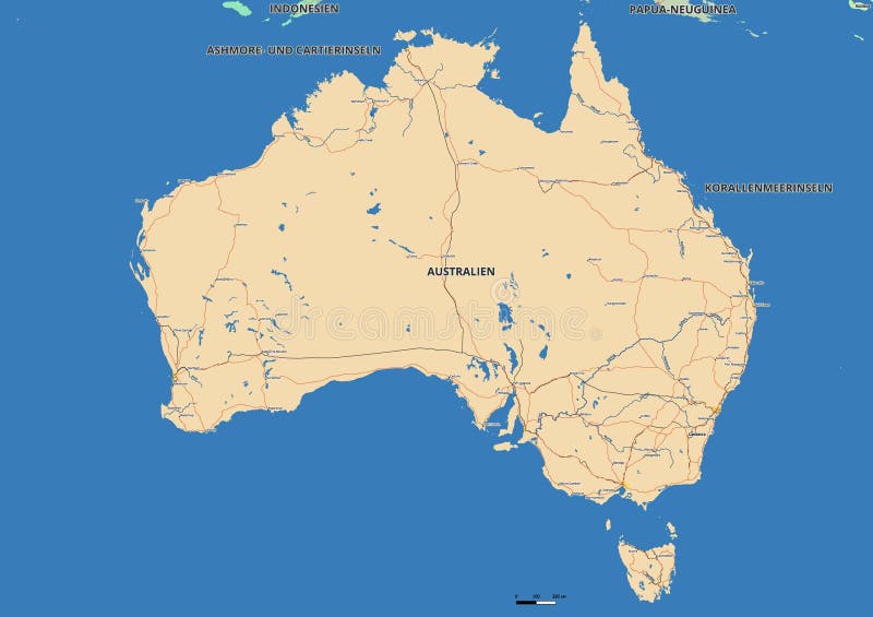 Detailed Editable Vector Map of Australia on German Language Stock ...