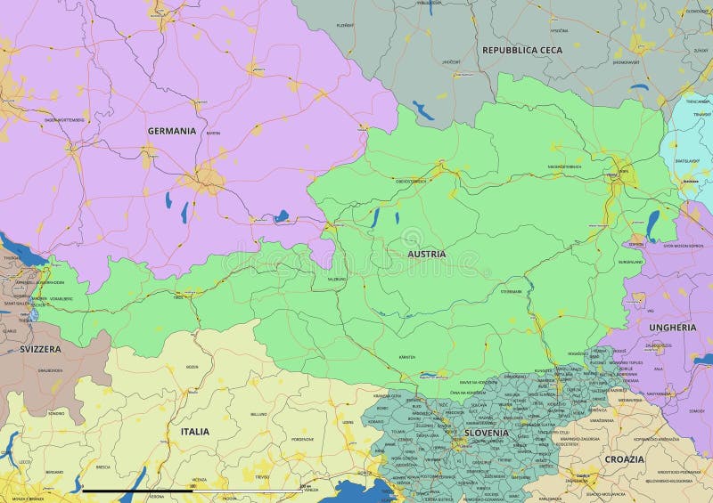 Detailed Editable Vector Map of Austria on Italian Language Stock ...