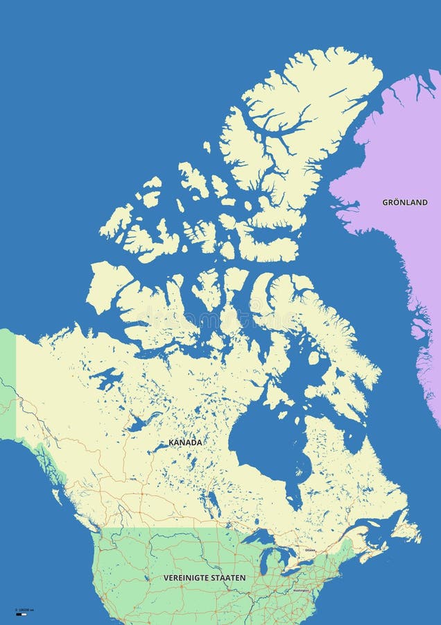 Detailed Editable Vector Map of Canada on German Language Stock Vector ...
