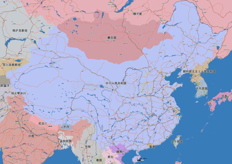 Detailed Editable Vector Map of China on Chinese Language Stock Vector ...