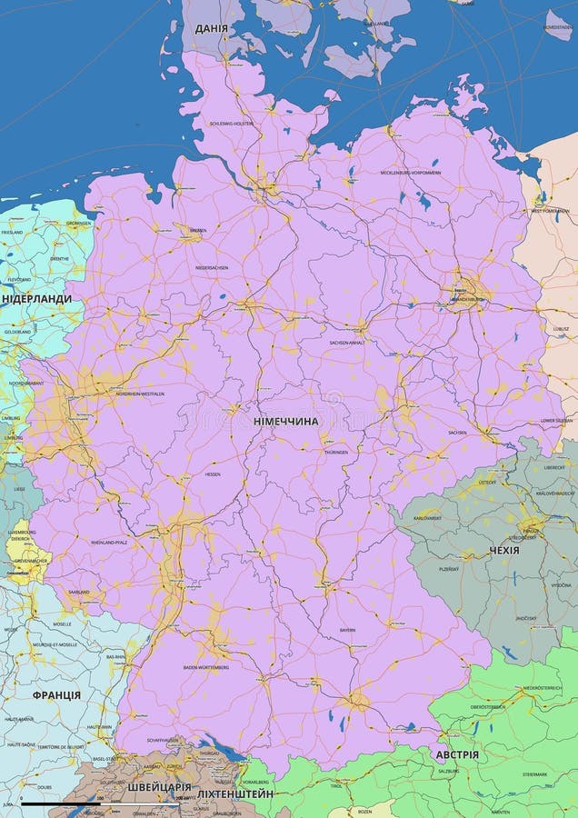 Detailed Editable Vector Map of Germany on Ukrainian Language Stock ...