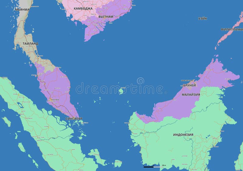 Malaysia Editable Outline Map. Vector Illustration Stock Vector ...