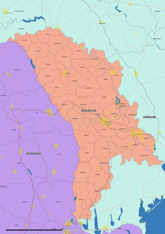 Detailed Editable Vector Map of Moldova on English Language Stock ...