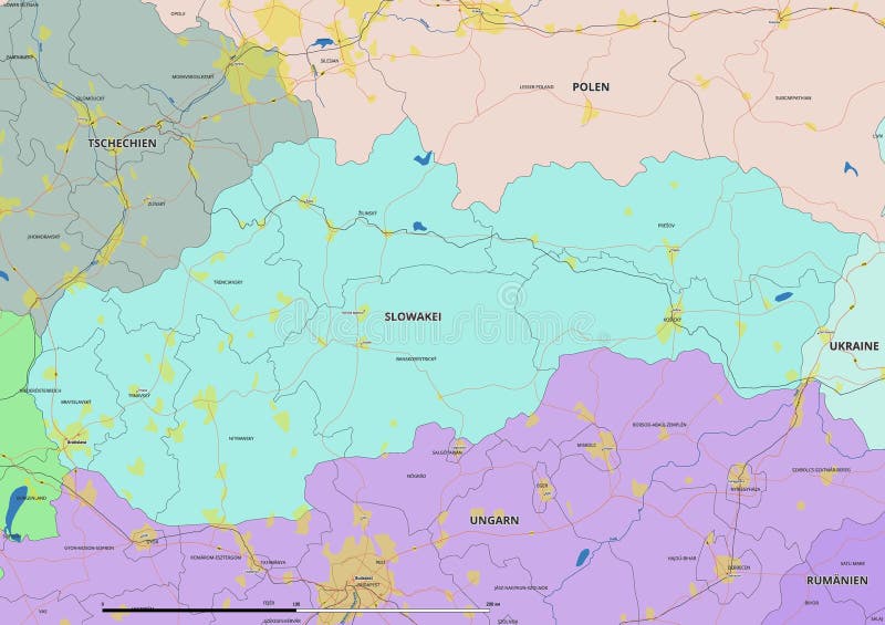 Detailed Editable Vector Map of Slovakia on German Language Stock ...
