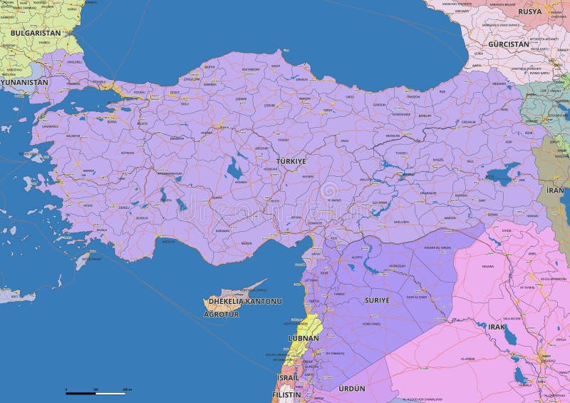 Detailed Editable Vector Map of Turkey on Turkish Language. Stock ...