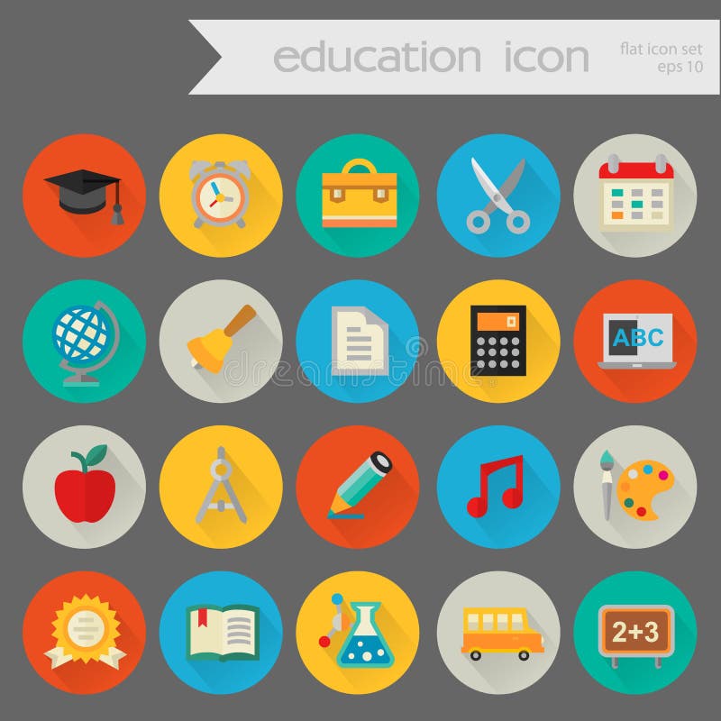 Detailed Education Icon Set Stock Vector - Illustration of gear, award ...