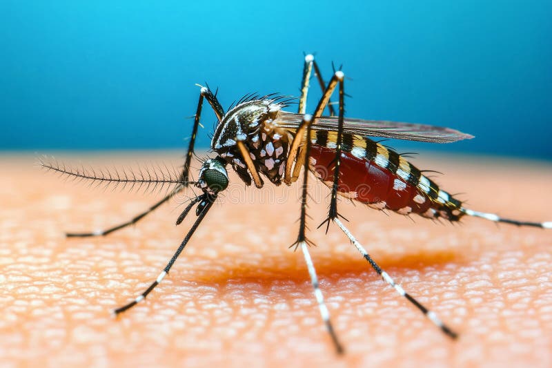 Detailed Electron Microscopy Image of a Full-Body Mosquito on Skin ...