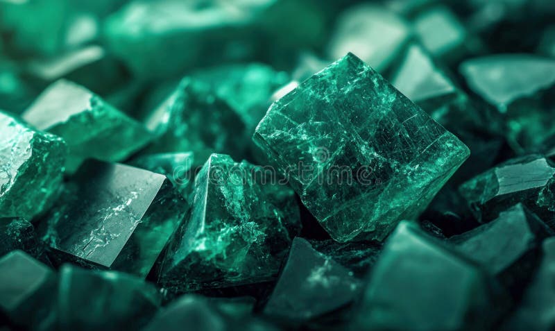 Detailed Emerald Green Mineral Crystals are Piled Together, Displaying ...