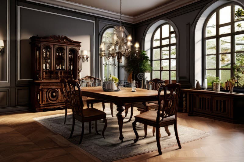 Detailed Empty Dining Room a Hyper Realistic Dining Room with in Stock ...