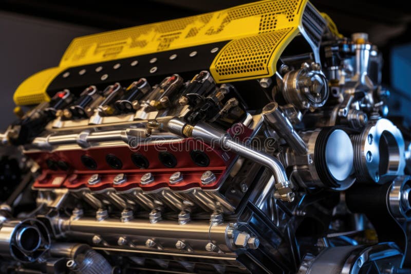 Detailed Engine of a High-performance Racing Car Stock Illustration ...
