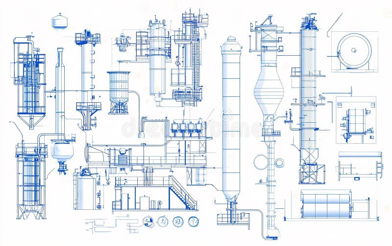 Detailed Engineering Blueprint of Chemical Processing Equipment ...