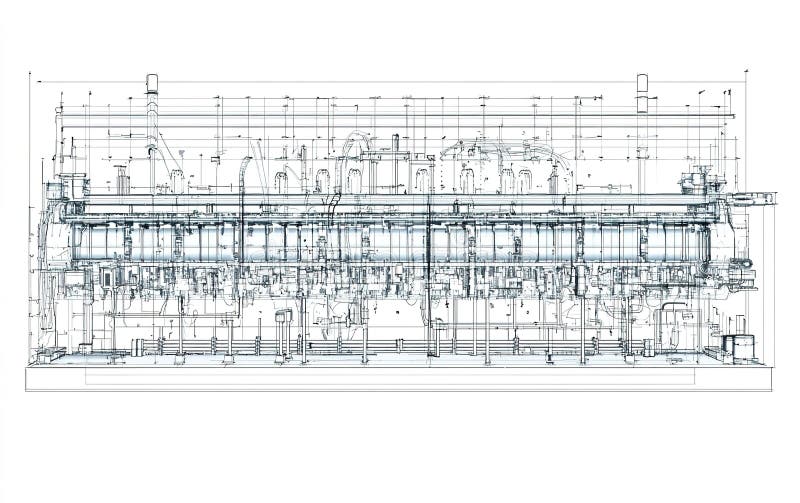 Detailed Technical Blueprint of Industrial Machinery Used in ...