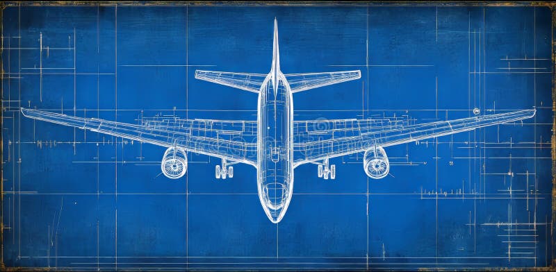 Detailed Engineering Design Drawing of an Airplane Blueprint Stock ...