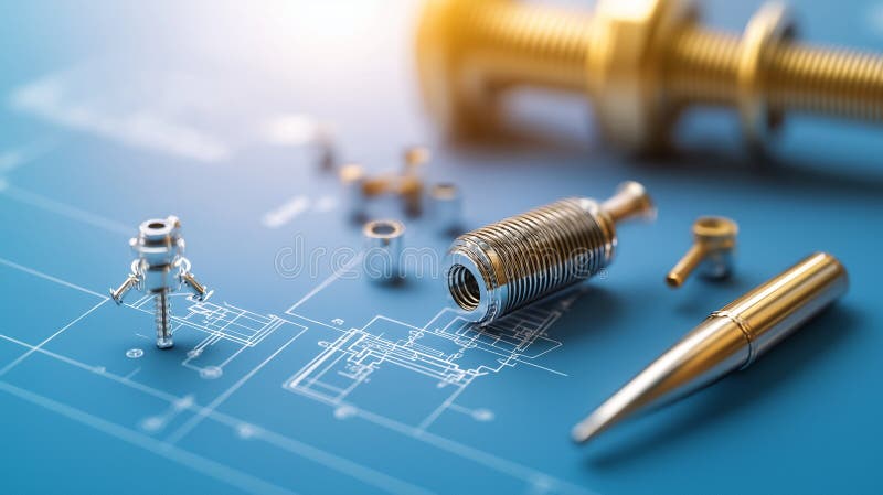 Detailed Engineering Design Drawing Featuring Mechanical Components ...